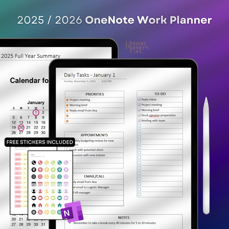 Hyperlinked Onenote Planner 2025 2026 Professional, One Note Template ...