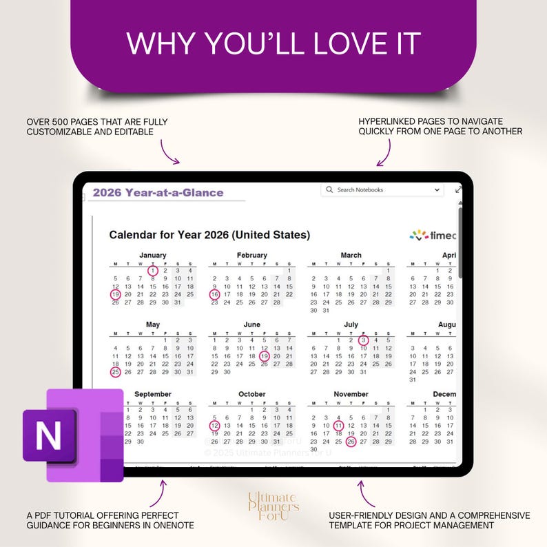 One Note Planner 2026 Professional | One Note Template for Project ...