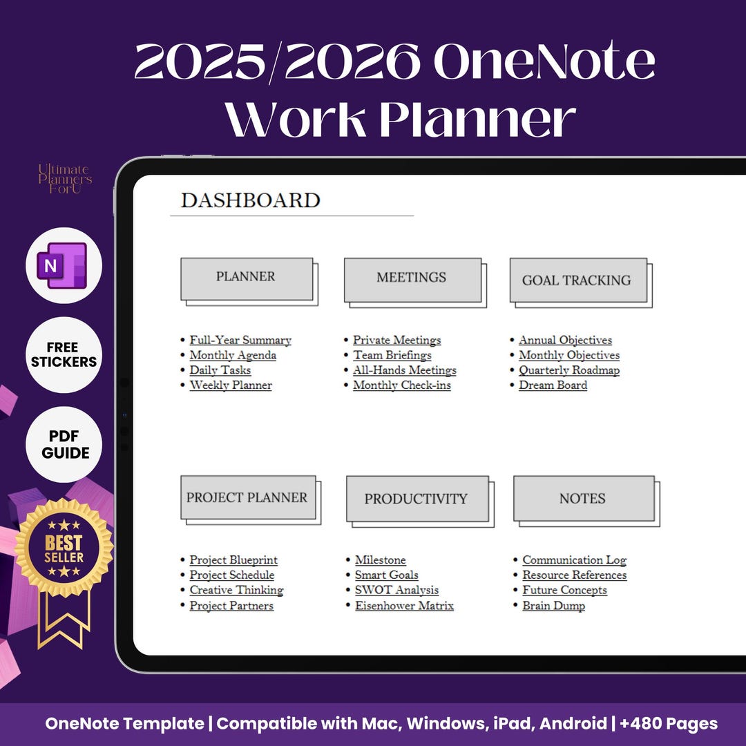 One Note Planner 2025 Professional One Note Template for Project ...