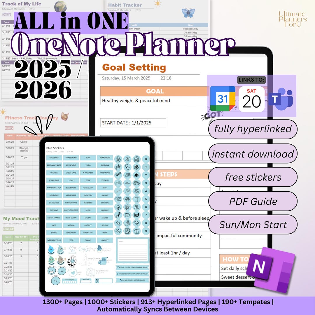 Onenote Template Planner 2025 2026 | Project Management | Onenote ...