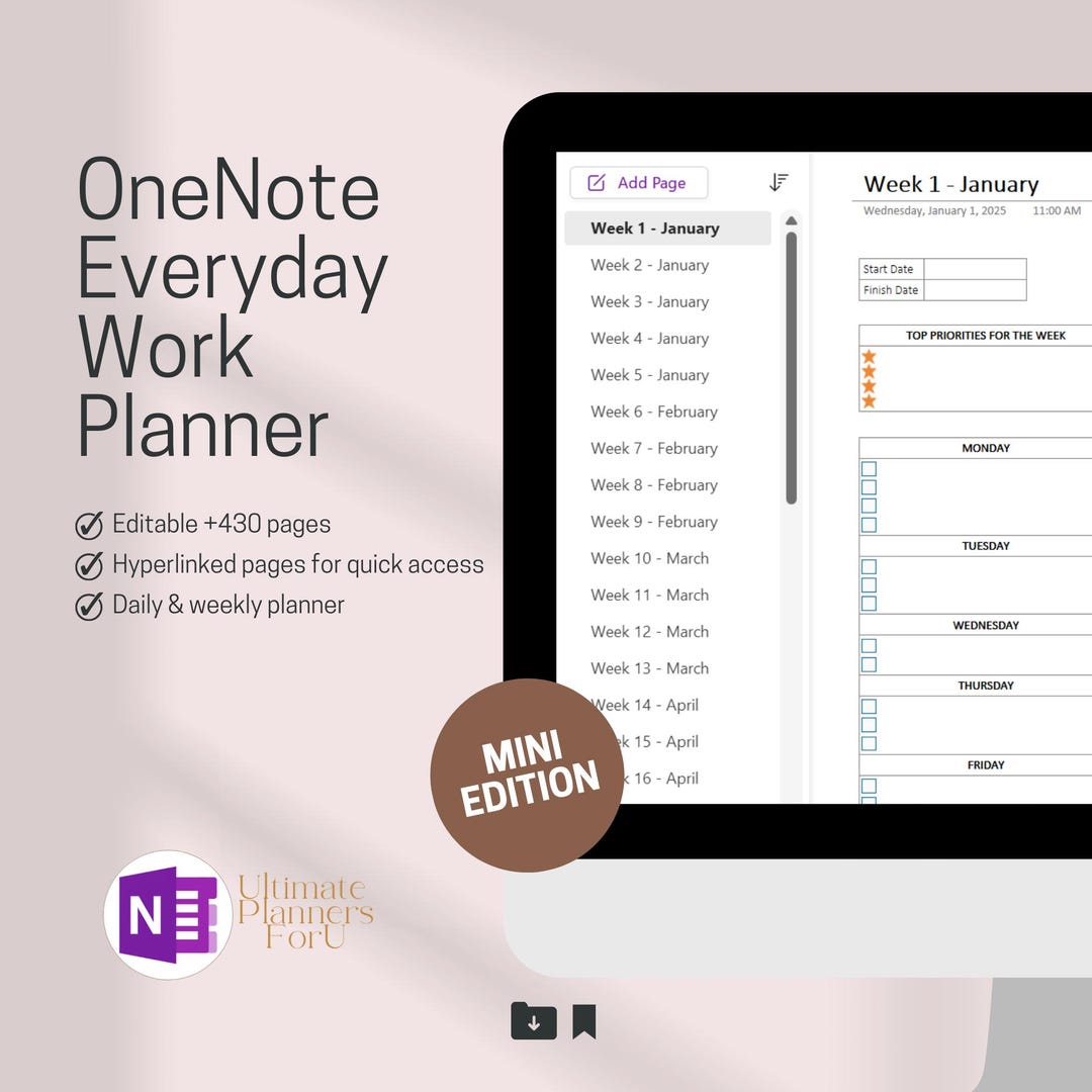 One Note Planner 2025 Professional, One Note Template for Project ...