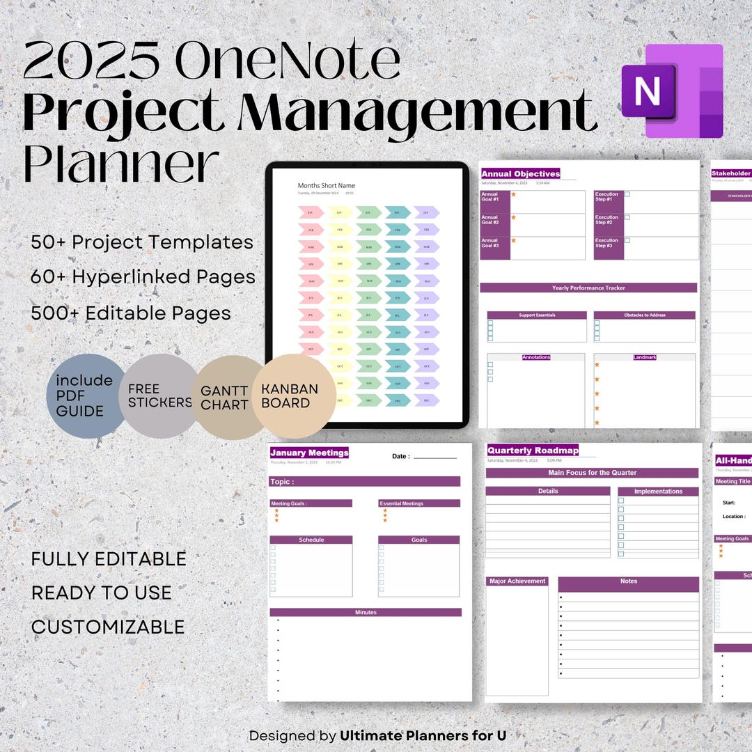 One Note Planner 2025/26 Professional|one Note Template for Project ...
