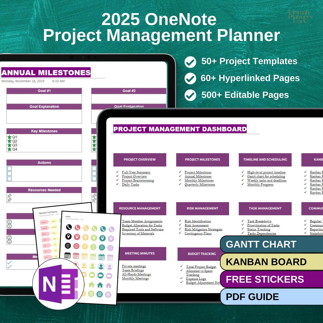 Onenote Planner 2025 2026 Professional | KANBAN BOARD | GANTT Chart ...