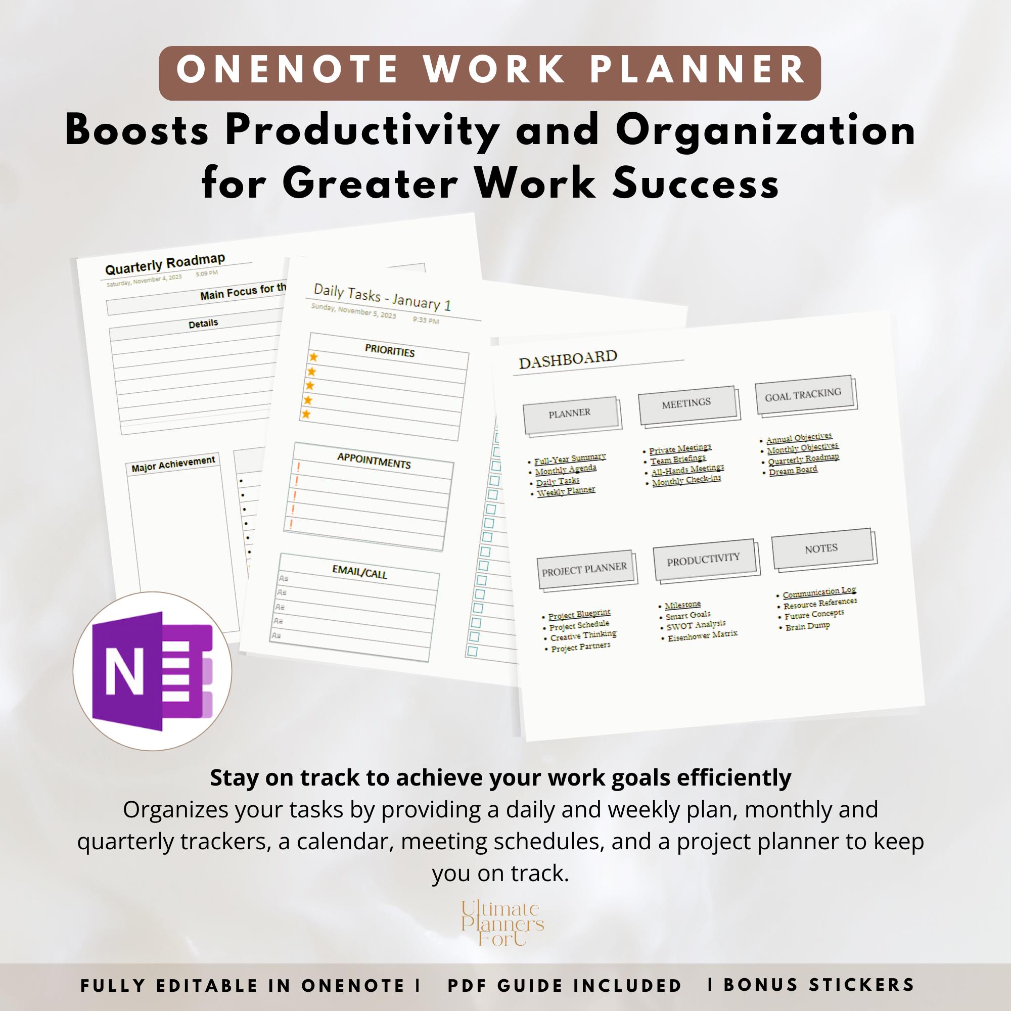 One Note Planner 2025 Professional | One Note Template for Project ...