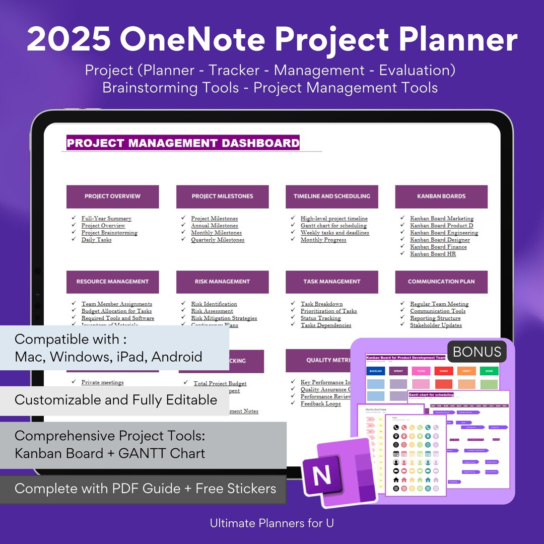 One Note Planner 2025/26 Professional | One Note Template for Project ...