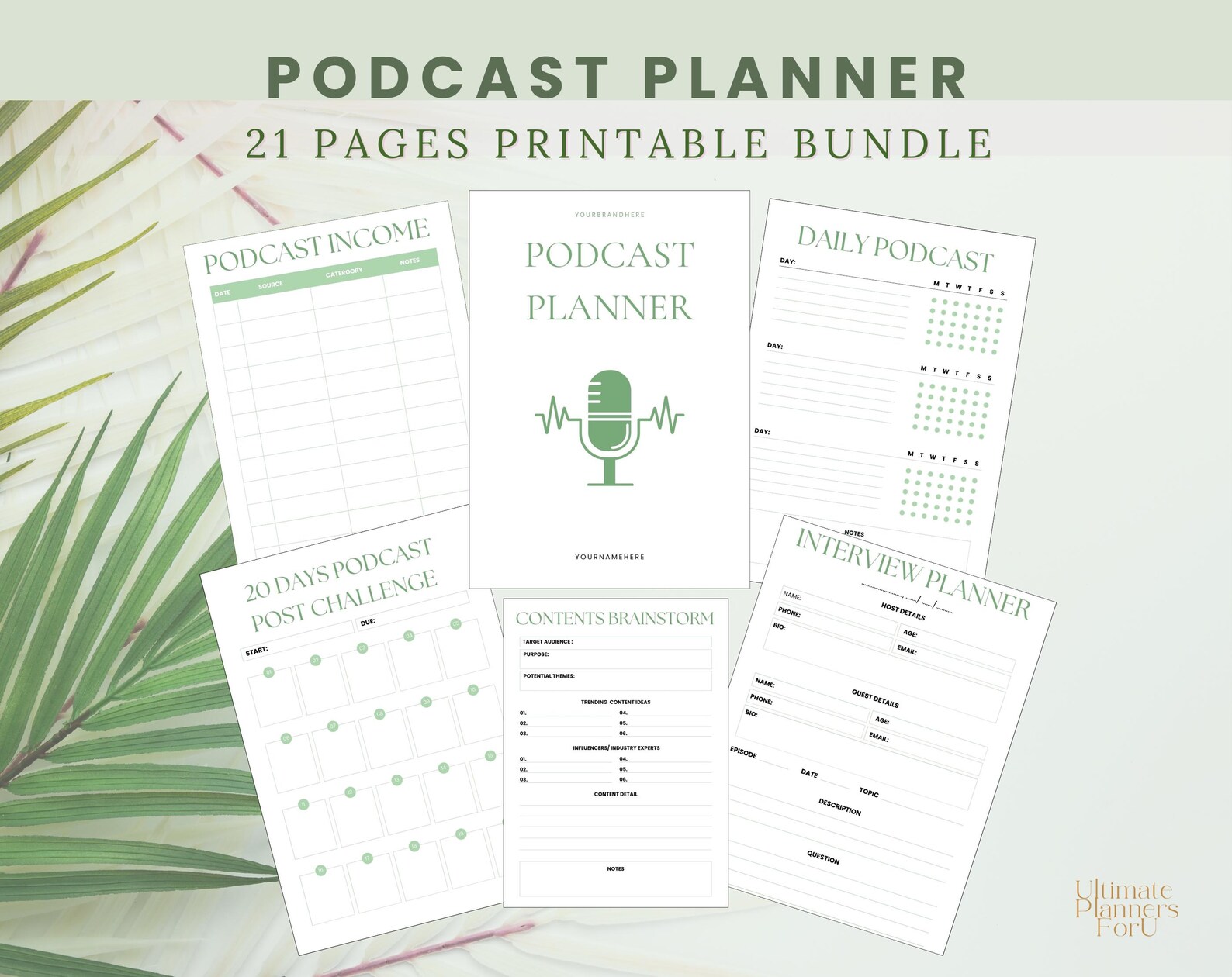 Podcast Planner Printable | Podcast Planner | Digital Podcast Content ...
