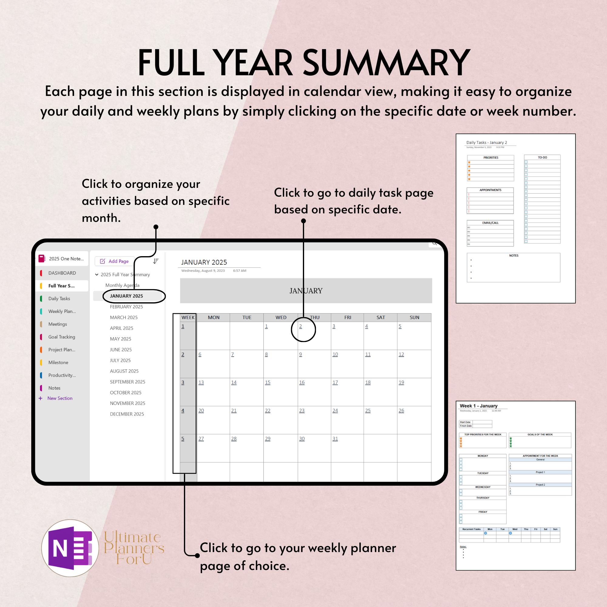 One Note Planner 2025 Professional One Note Template for Project ...