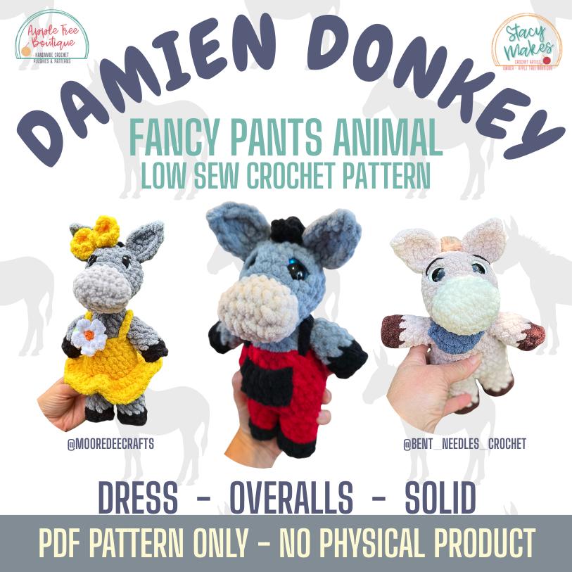 Damien the Donkey Low Sew Crochet PDF PATTERN - Fancy Pants Animals ...