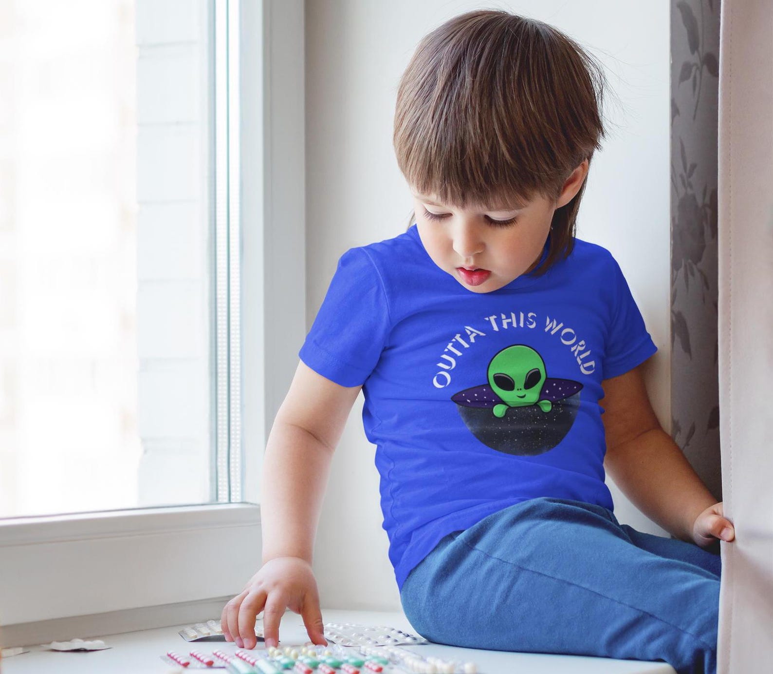Funny Toddler Shirt Space Alien, Outta This World Toddler Shirt- Cute ...