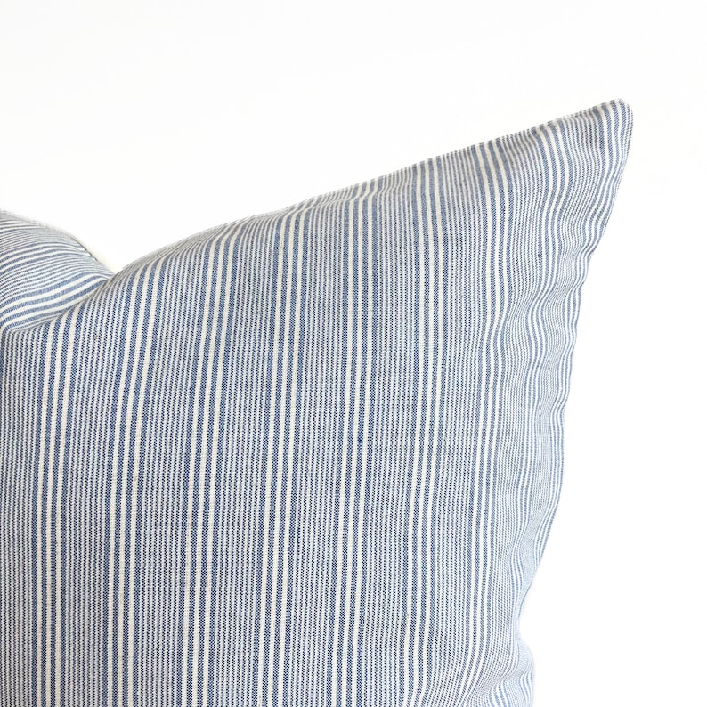Coastal Light Blue Linen Pillow Cover Set, Blue Striped Throw Pillow ...