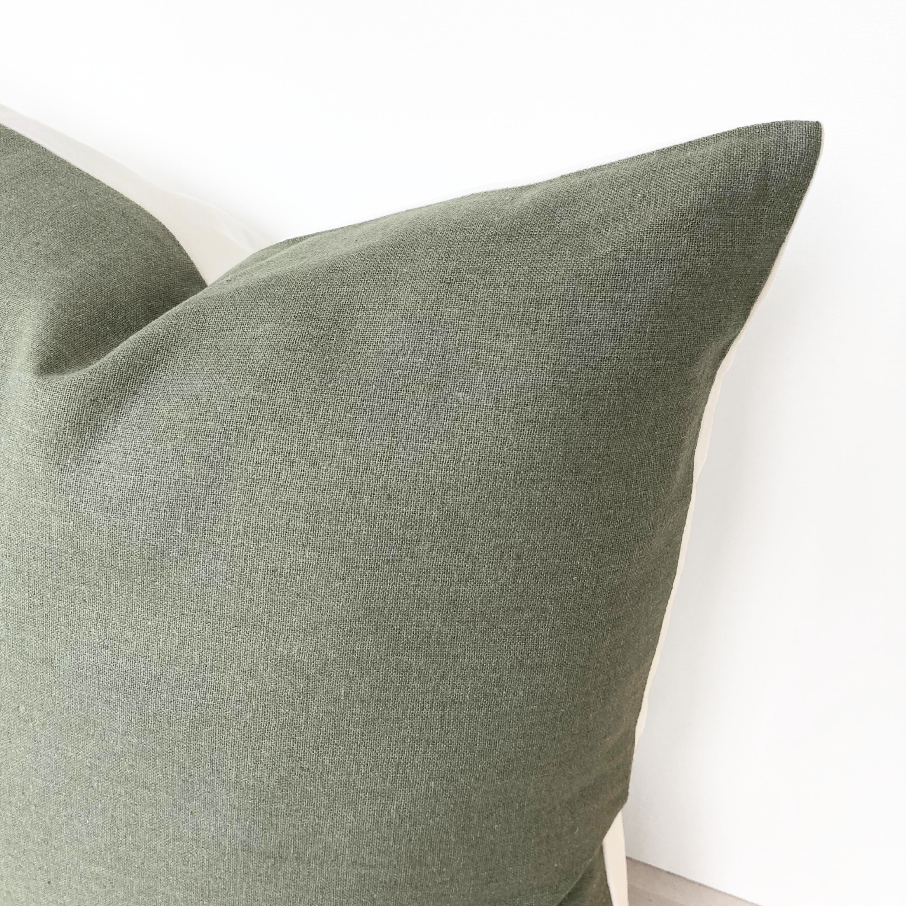 Green Striped Pillow Cover Set, Sage Green Linen Throw Pillow Cover, Neutral Striped Linen ...