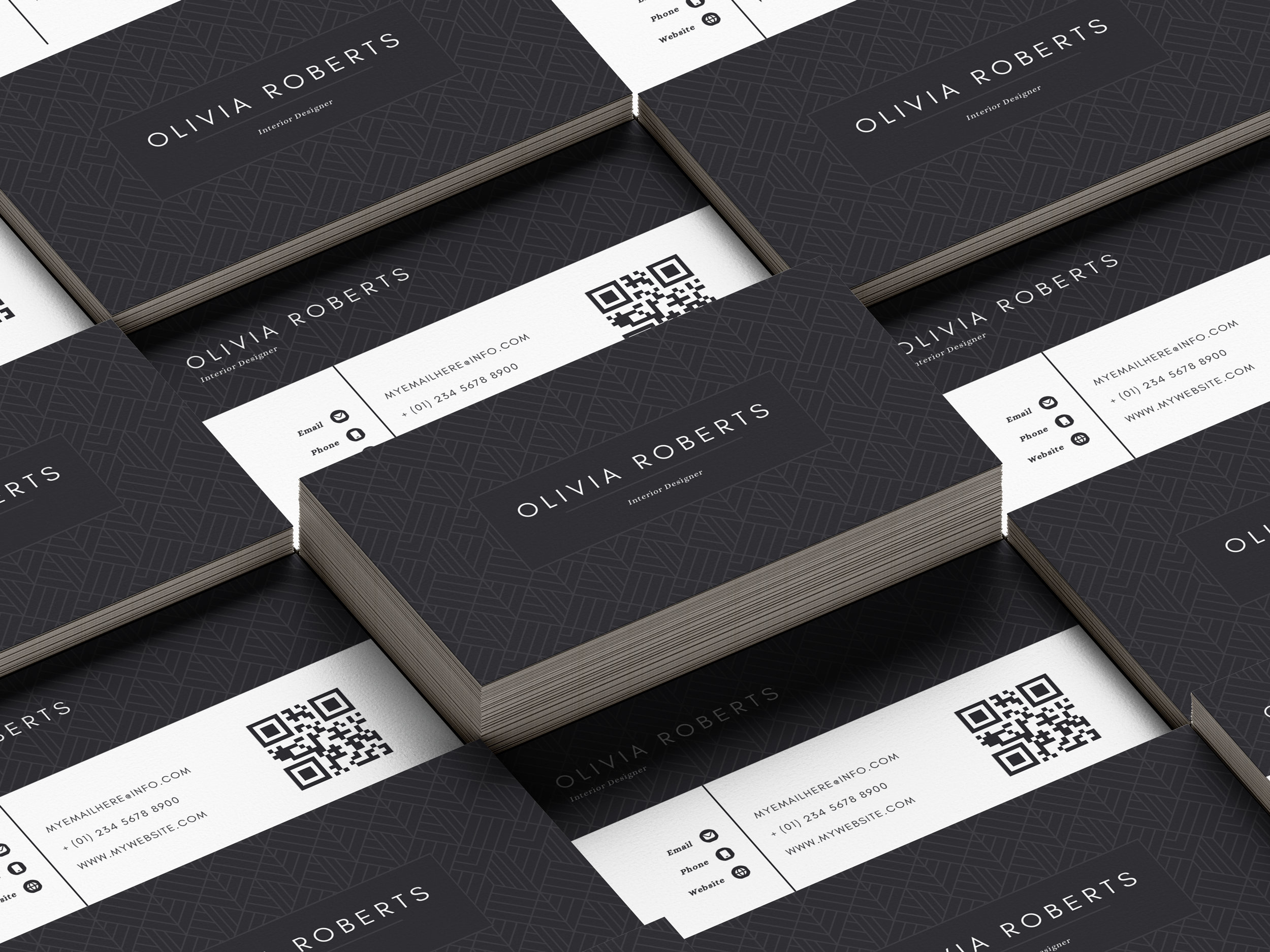 Modern DIY Canva Business Card Template With QR Code, Minimalist ...