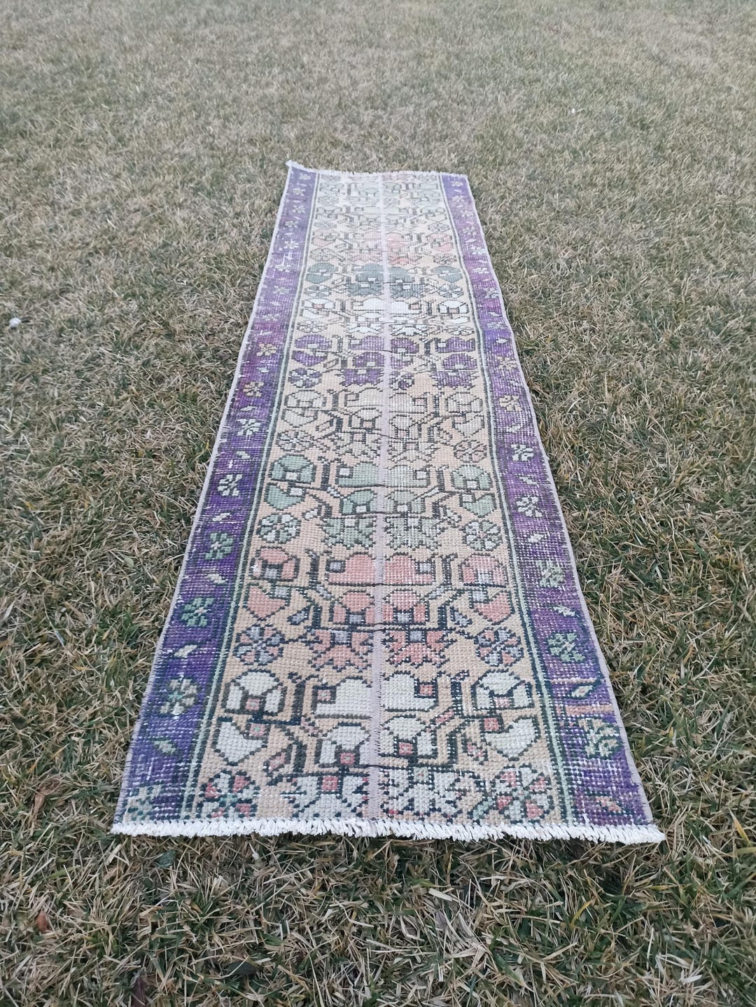 Handmade Wool Turkish Rug Runner: Vintage Patchwork Design, 2x6 Ft - Etsy