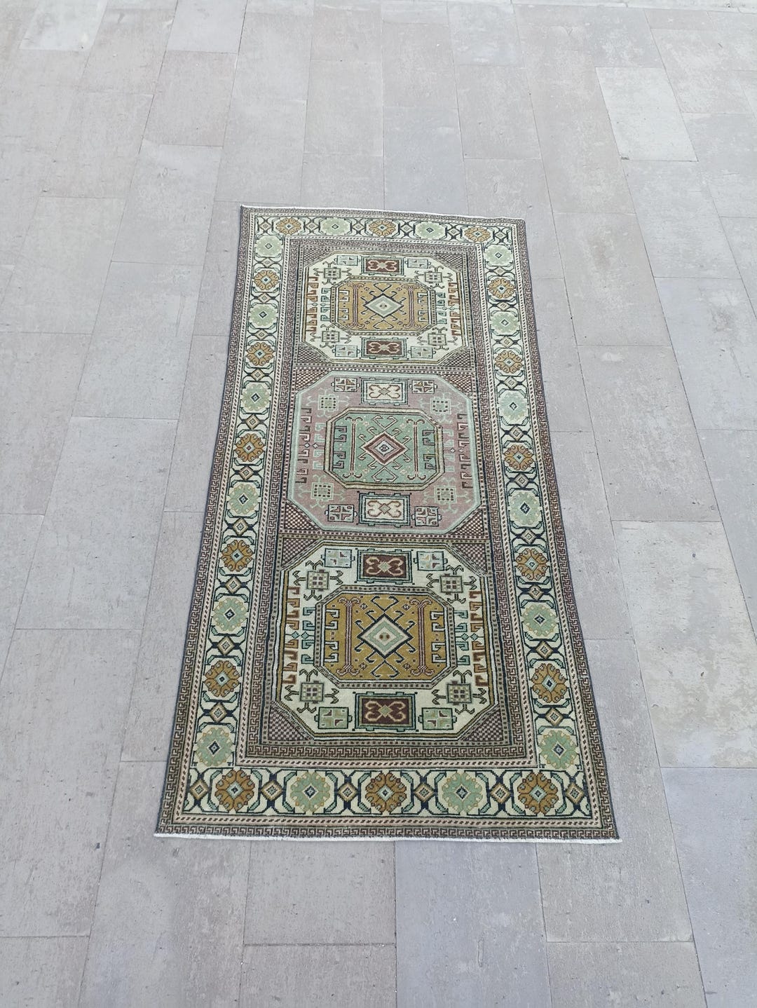 3x6 Vintage Turkish Wool Rug: Neutral, Entryway Decor, 3x6 Kitchen Rugs ...