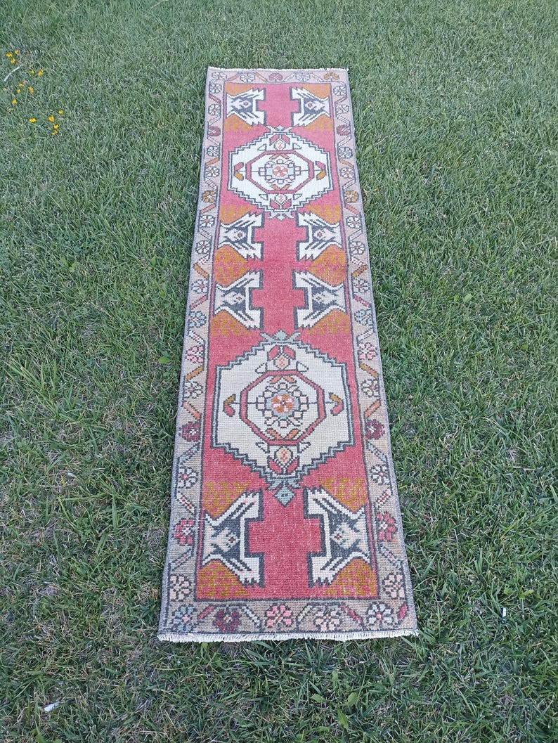 2x6 Turkish Runner Rug, Handmade Wool Runner Rug: Oushak Tribal Design ...
