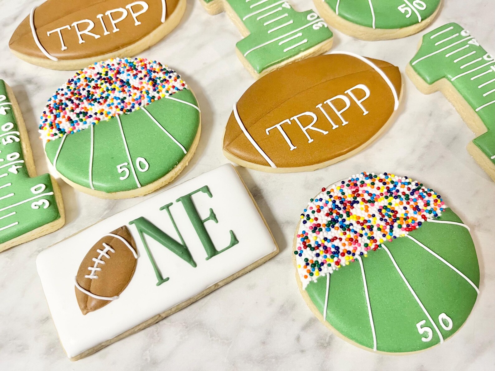 Football 1st Birthday Sugar Cookies: First Down Theme, Set of 12 - Etsy