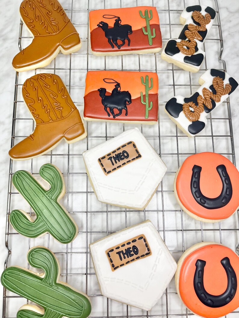 Cowboy First Rodeo Birthday Sugar Cookies: Western Party Favors - Etsy