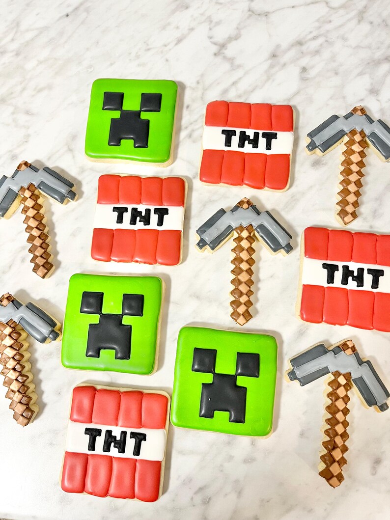 Kids Pixelized-theme Royal Icing Sugar Cookies. Perfect for Birthday ...