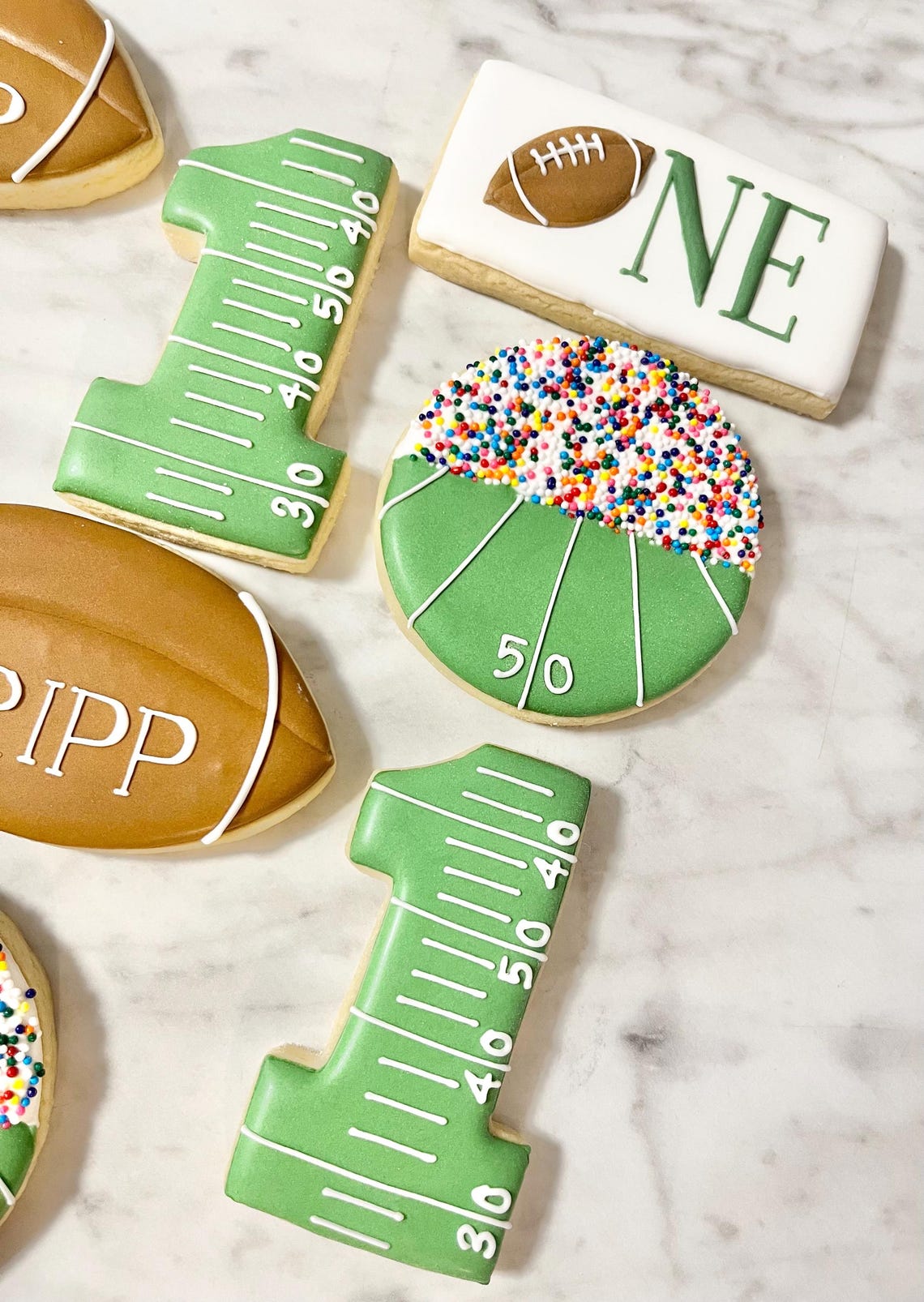 Football 1st Birthday Sugar Cookies: First Down Theme, Set of 12 - Etsy