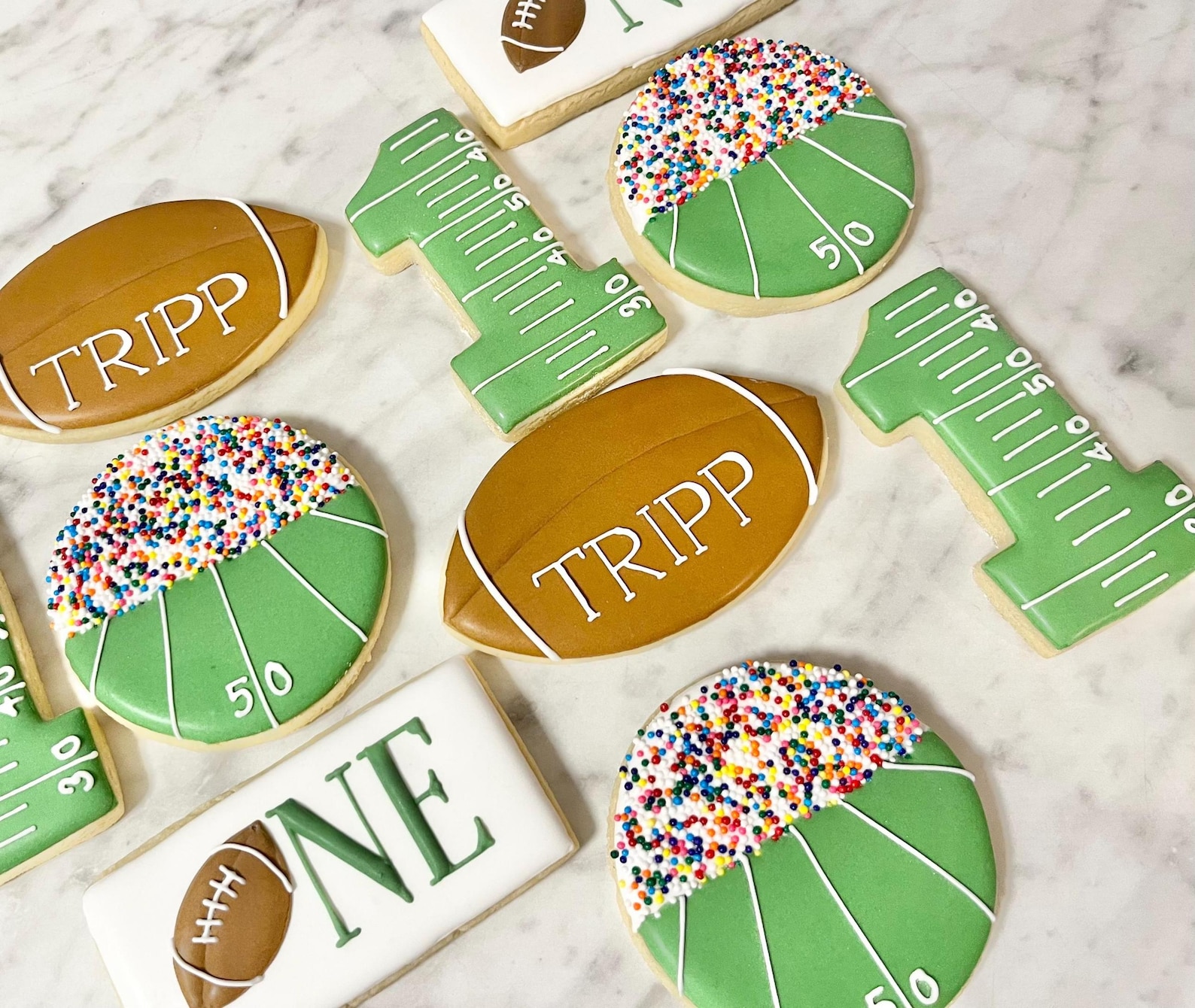 Football 1st Birthday Sugar Cookies: First Down Theme, Set of 12 - Etsy