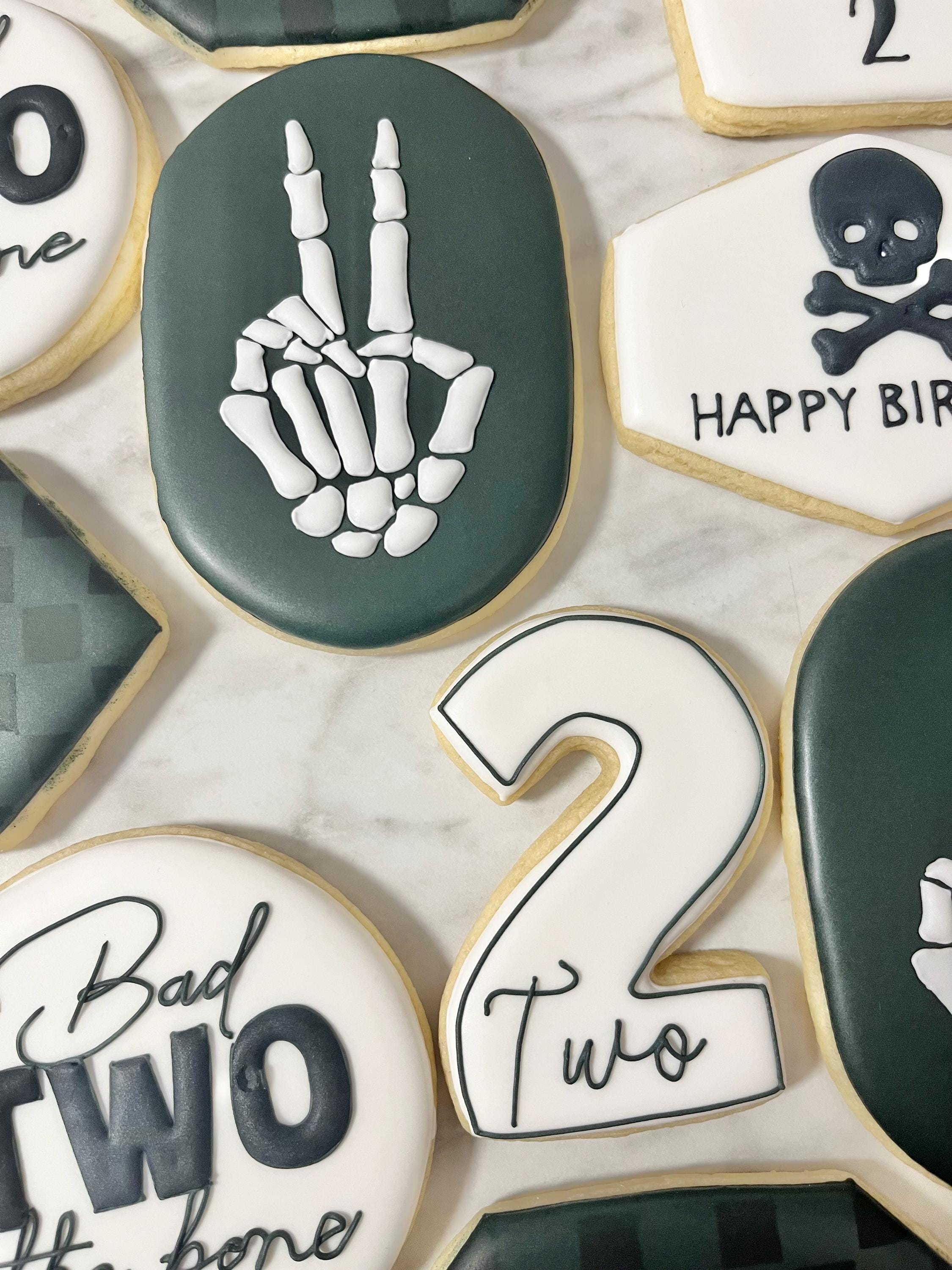 Bad TWO the Bone 2nd Birthday Cookies: Skull Party Favors, Set of 12 - Etsy