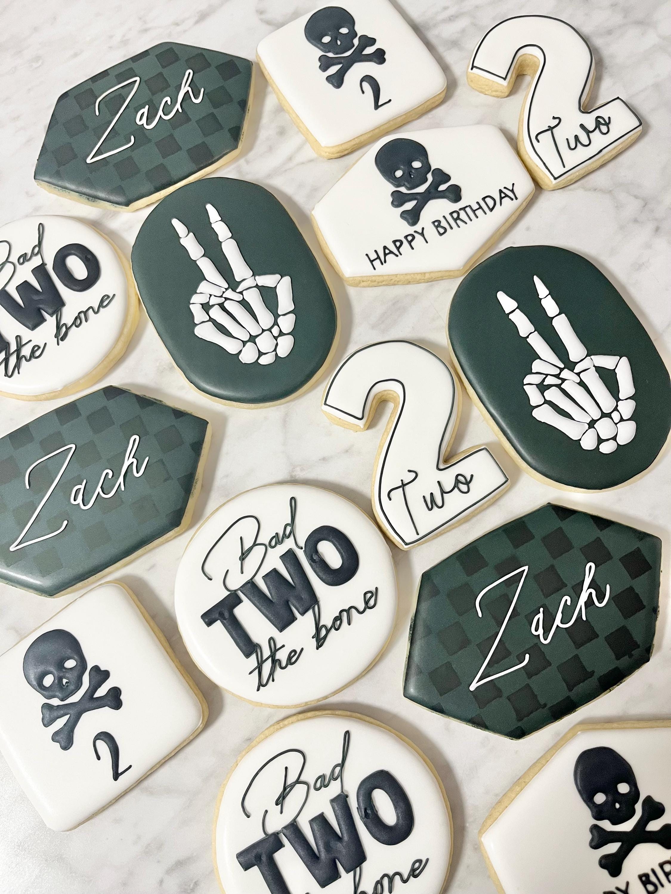 Bad TWO the Bone 2nd Birthday Cookies: Skull Party Favors, Set of 12 - Etsy