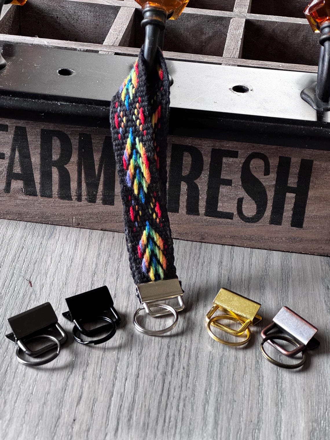 Handwoven Looped Wristlet Keychain W/ Custom Fob Clamp: Pick-up Leaf ...