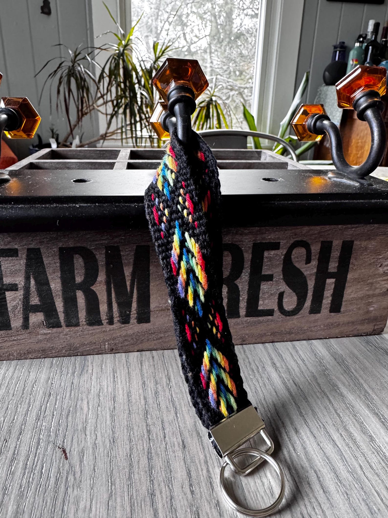 Handwoven Looped Wristlet Keychain W/ Custom Fob Clamp: Pick-up Leaf ...