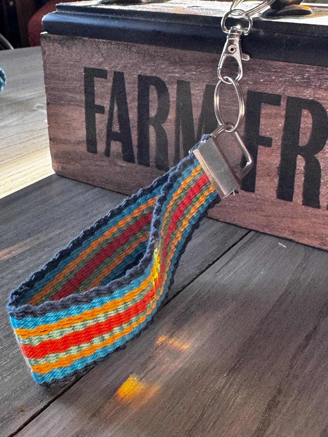 Handwoven Looped Wristlet Keychain W/ Custom Fob Clamp: Plain Weave ...