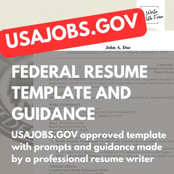 Federal Resume Template Google Doc - Etsy
