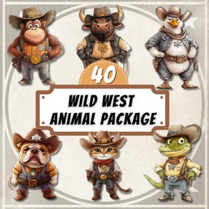 Cute Western Animal Clipart Cute Funny Animal Clipart Wild West Animal ...