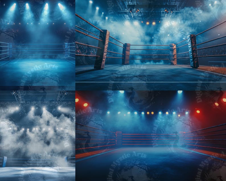 Dramatic Boxing Ring Background Boxing Stage Digital Backdrop Smoke ...