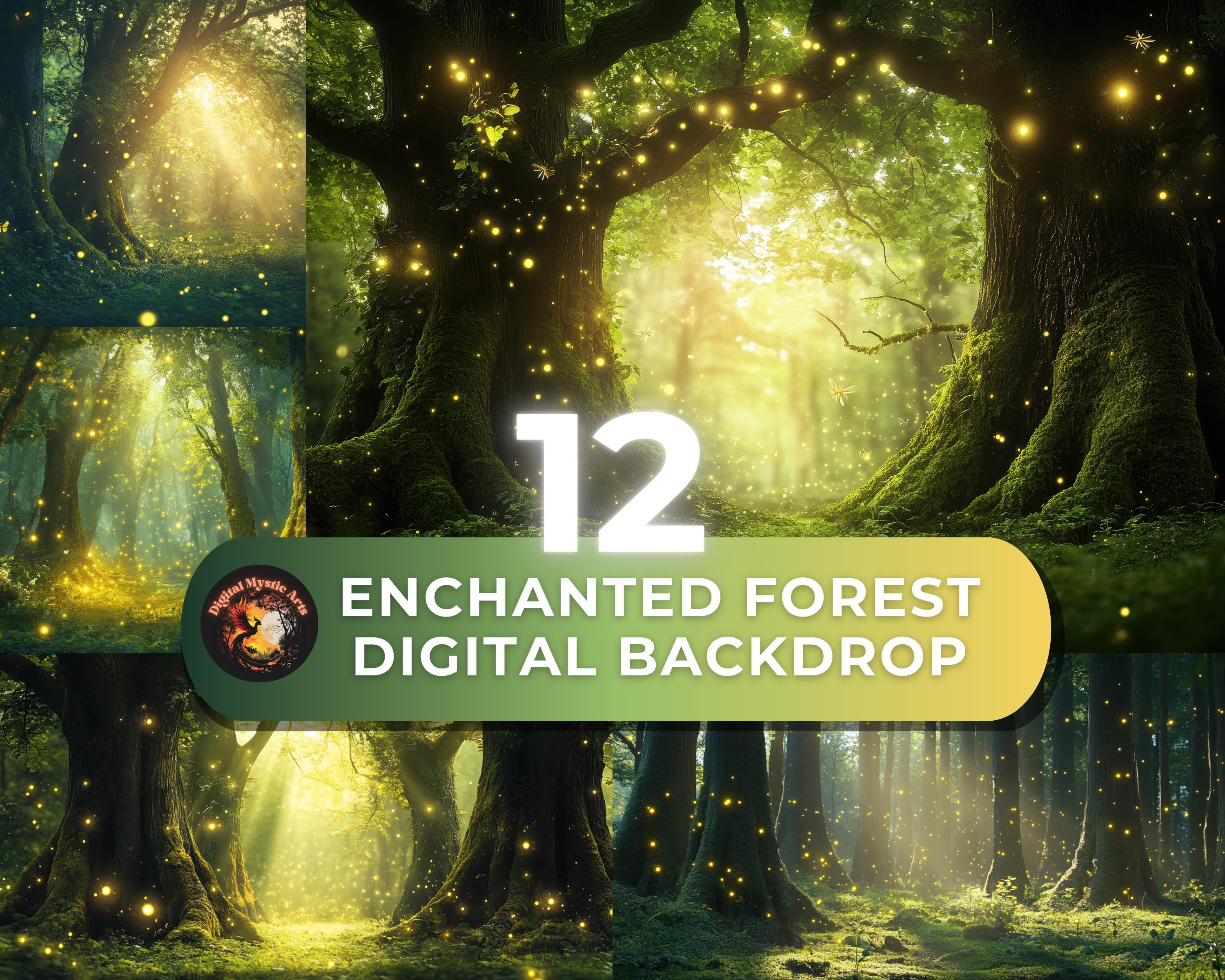 Enchanted Forest Digital Backdrop Fantasy Garden Digital Background ...