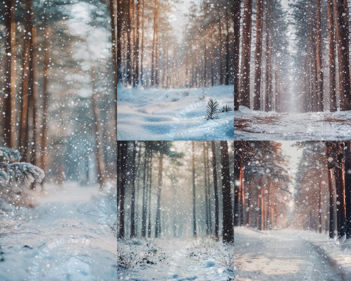 Winter Background Snow Digital Backdrop for Photography Winter Backdrop ...