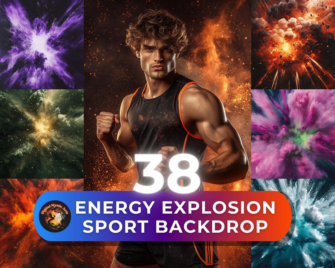Sport Explosion Backgrounds: Energy Overlays, Photoshop & Canva (PNG ...