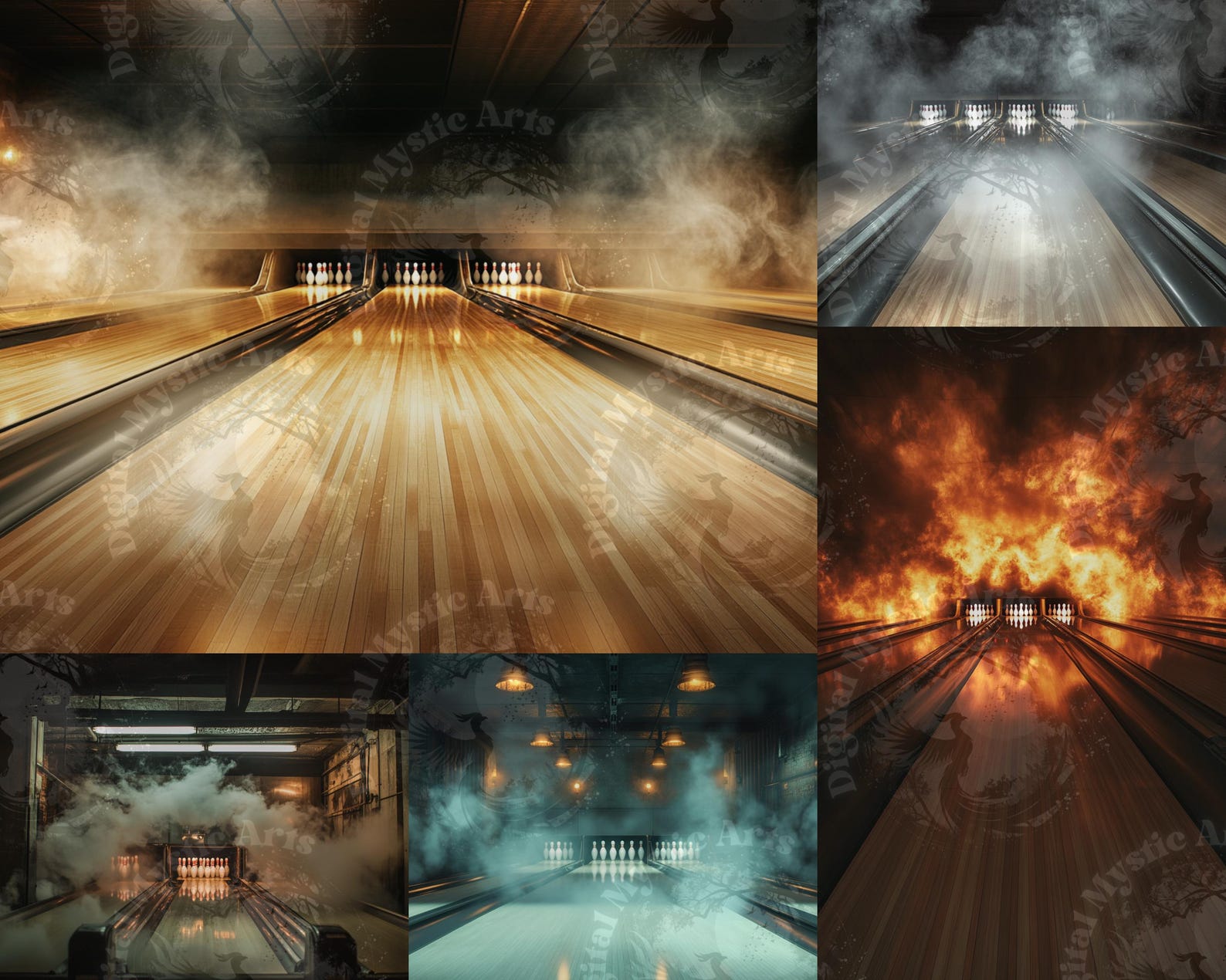 Dramatic Bowling Alley Digital Backdrop With Flames (PNG) - Etsy