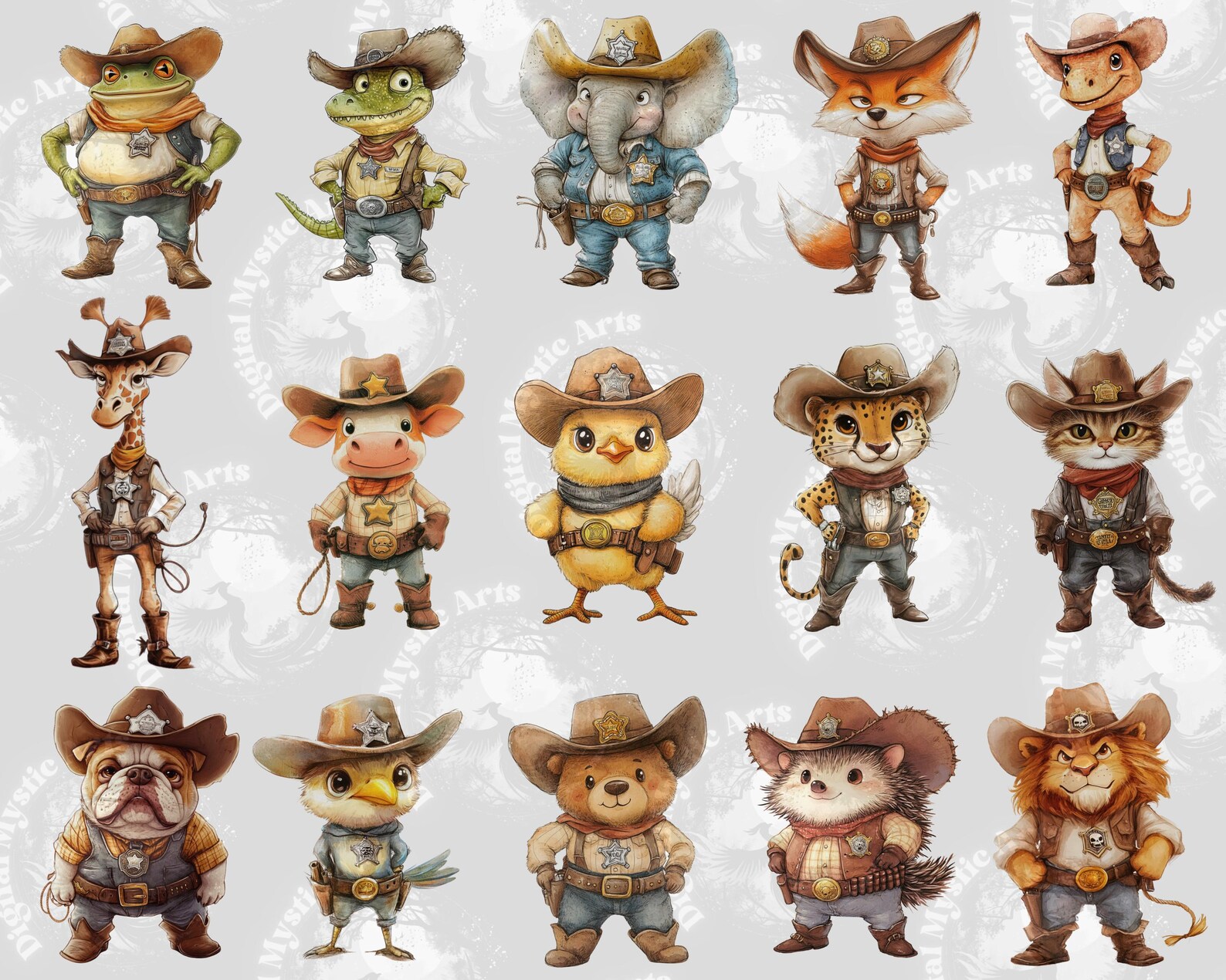 Cute Western Animal Clipart Cute Funny Animal Clipart Wild West Animal ...