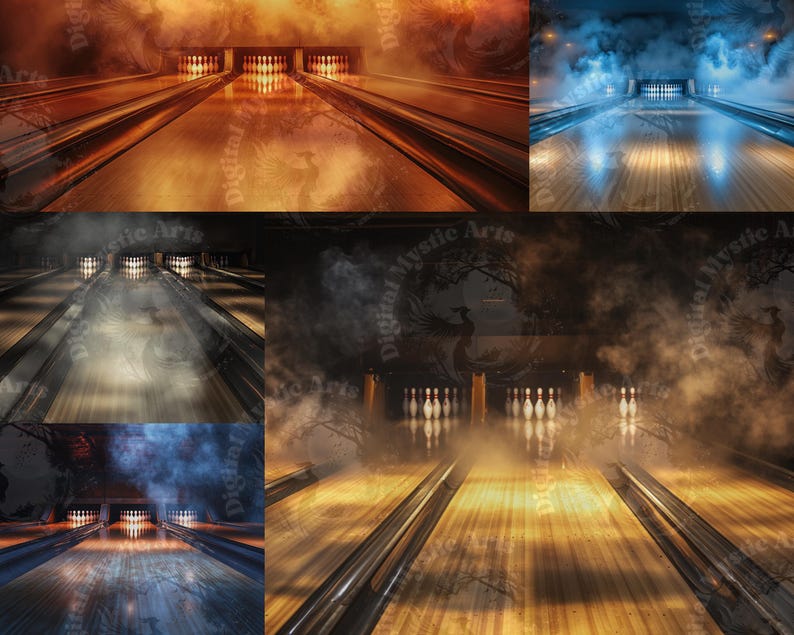 Dramatic Bowling Alley Digital Backdrop With Flames (PNG) - Etsy