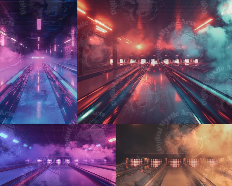 Dramatic Bowling Alley Digital Backdrop With Flames (PNG) - Etsy