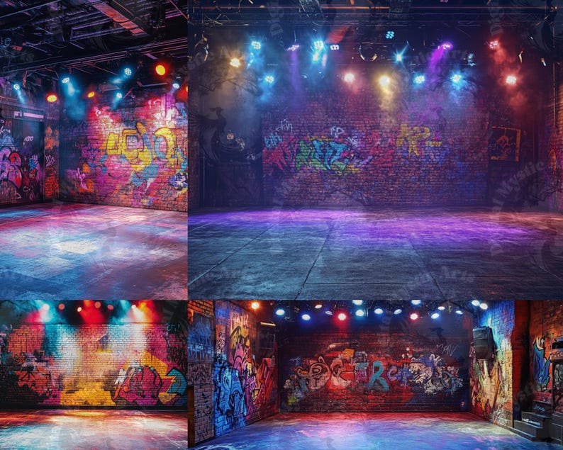 Street Dance Stage Background Graffiti Background Dance Poster Stage ...