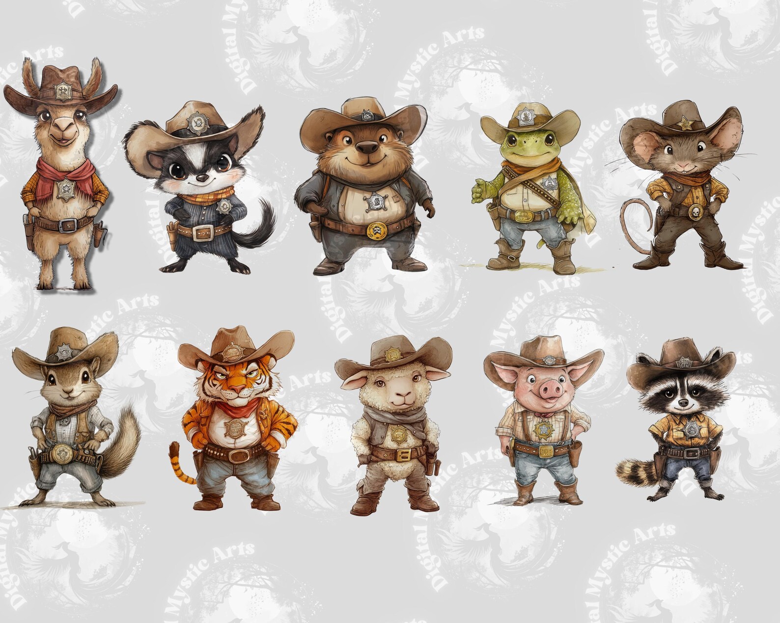 Cute Western Animal Clipart Cute Funny Animal Clipart Wild West Animal ...