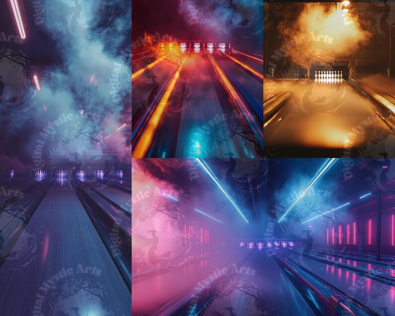 Dramatic Bowling Alley Digital Backdrop With Flames (PNG) - Etsy