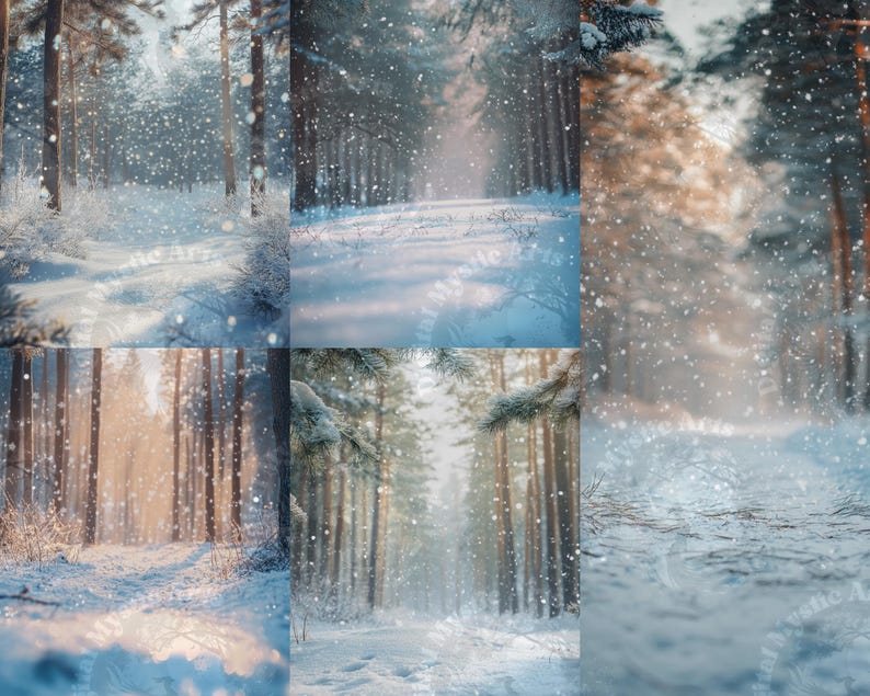 Winter Background Snow Digital Backdrop for Photography Winter Backdrop ...
