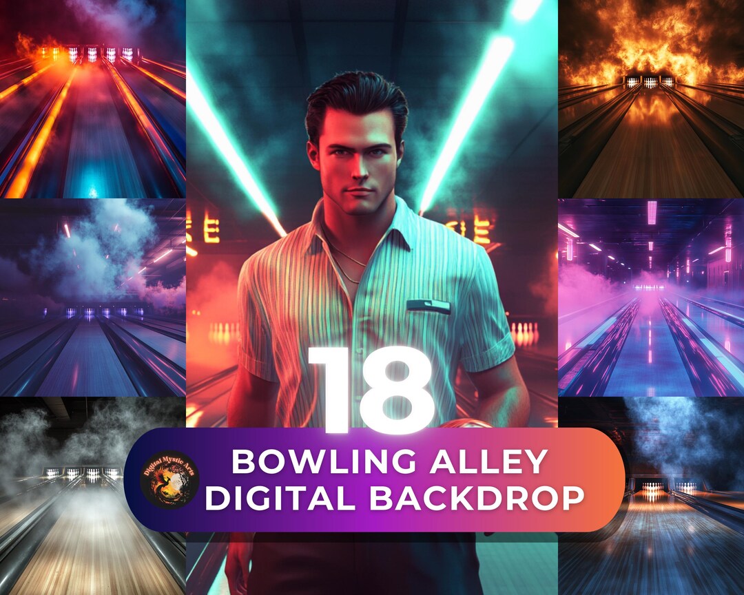 Dramatic Bowling Alley Digital Backdrop With Flames (PNG) - Etsy