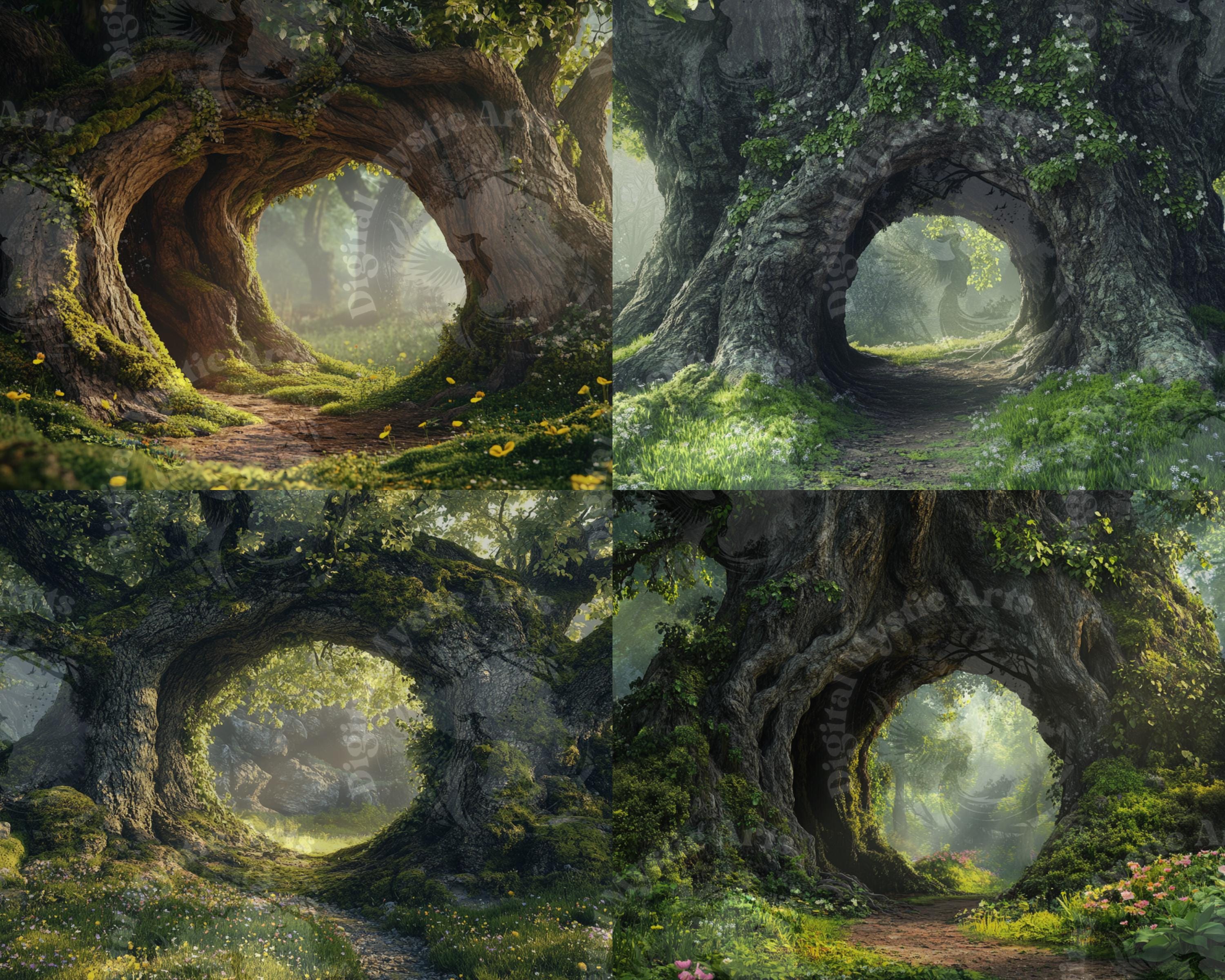 Enchanted Forest Hollow Tree Big Tree Nature Background Nature Backdrop ...