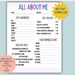 All About Me Printable Activity, Get to Know ME, Classroom Activity ...