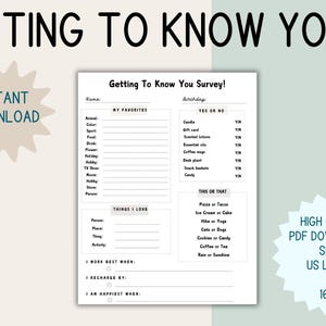 Getting to Know Me Printable, Coworker Questions, Employee Favorites ...