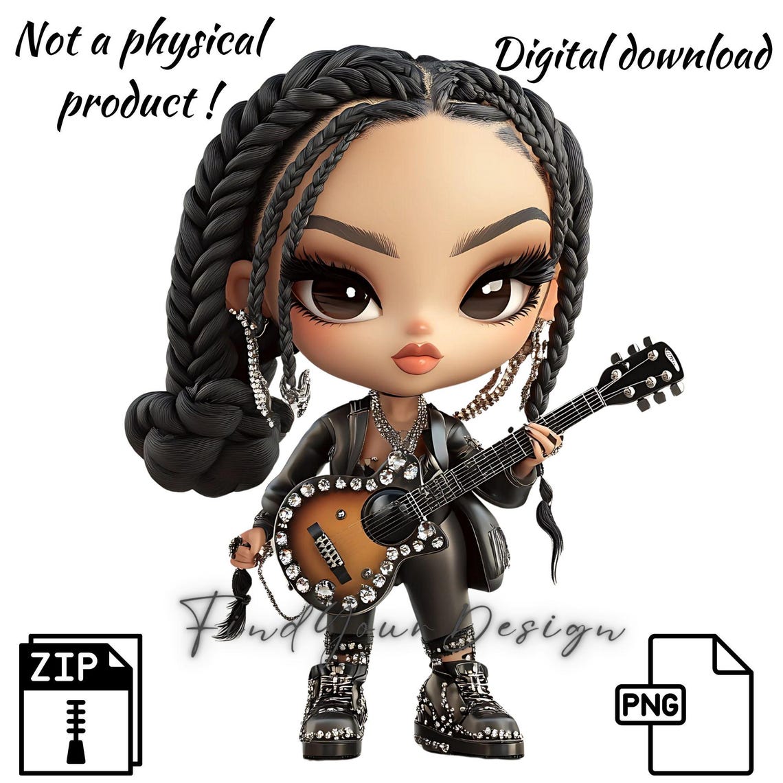 15 Cute Rockstar Girls Clipart-300 DPI- 12 X 12 Inch -no Background ...