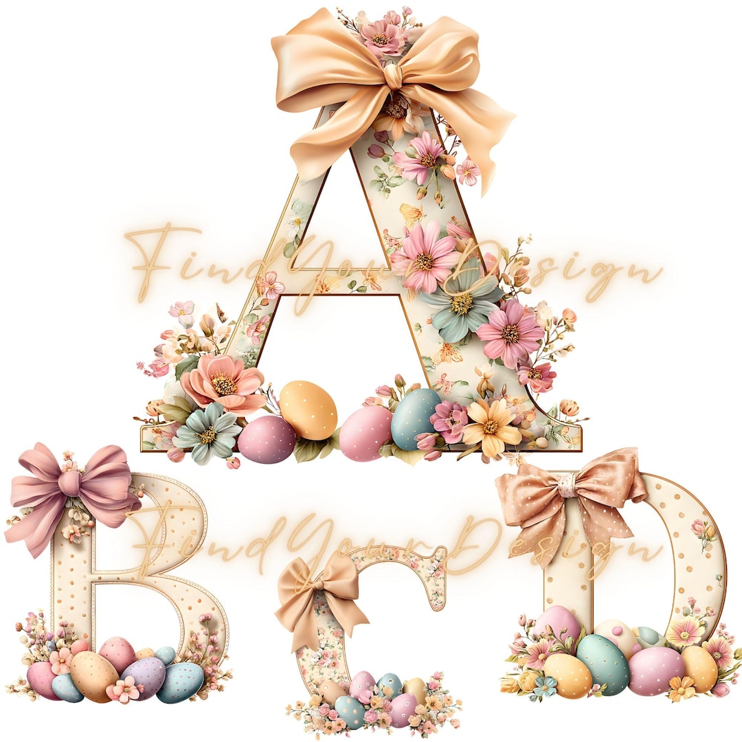 Easter Alphabet Clipart Set, Watercolor Floral Letters, Spring Alphabet ...