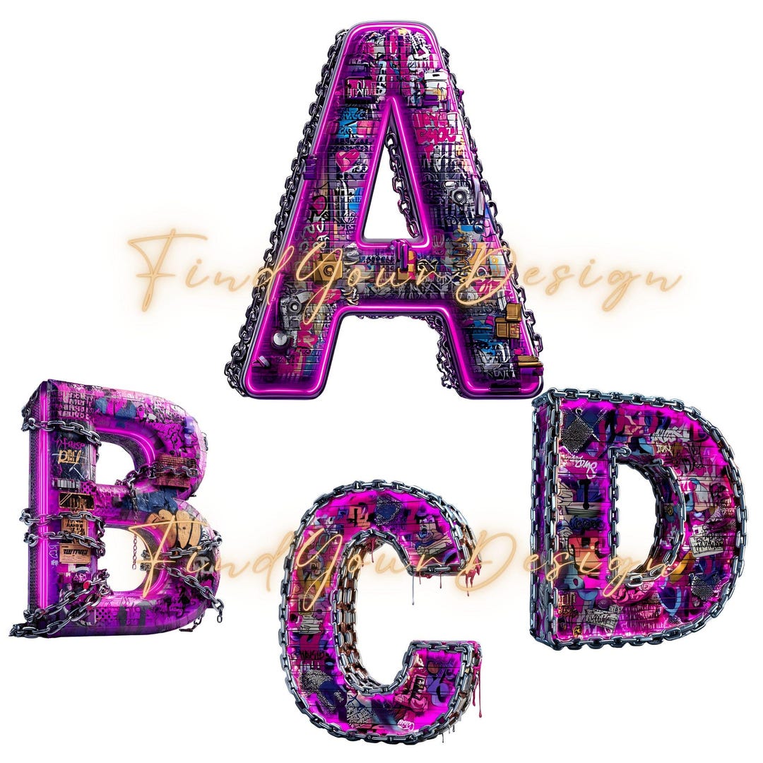 Graffiti Alphabet Clipart Set – 26 Bold Street Style Letters, Urban Hip ...